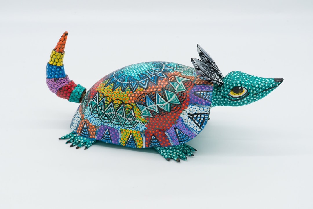 Armadillo Turtle Alebrije Multicolor Hand Carved Oaxacan Wood Sculpture ...
