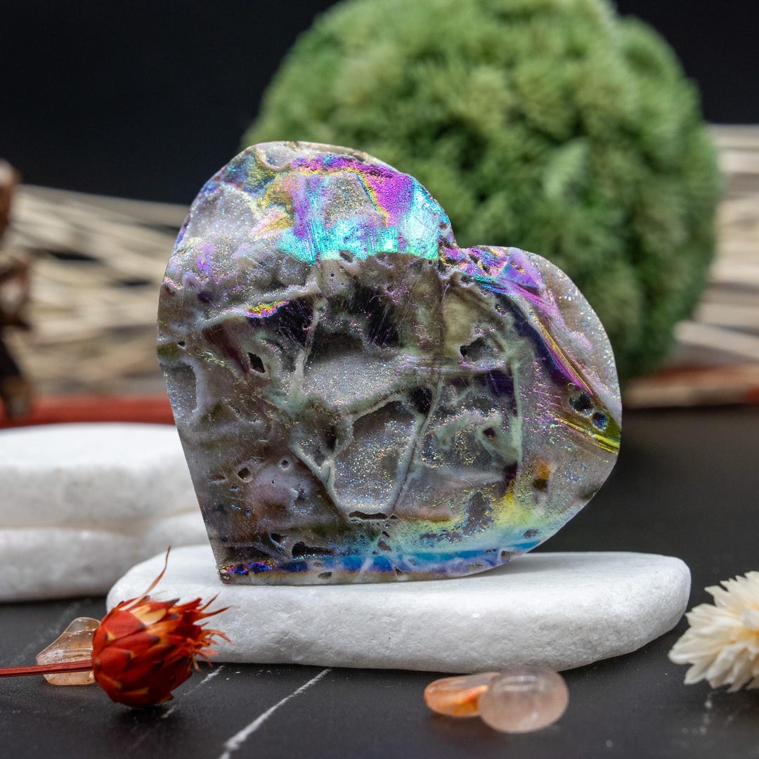 Aura Sphalerite Druzy Crystal Heart Spiritual Healing Meditation Pocket ...