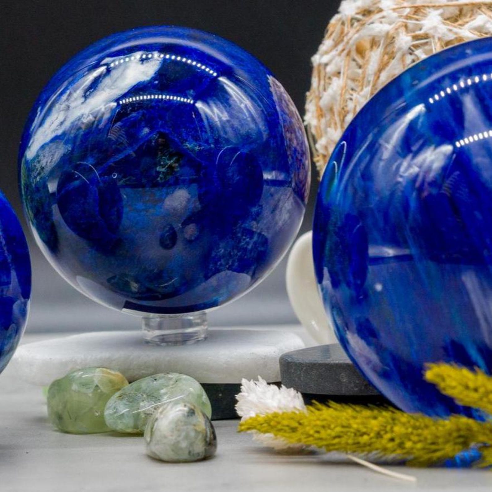 Blue Smelted Quartz Crystal Sphere Spiritual Meditation Spa Decor Gift ...