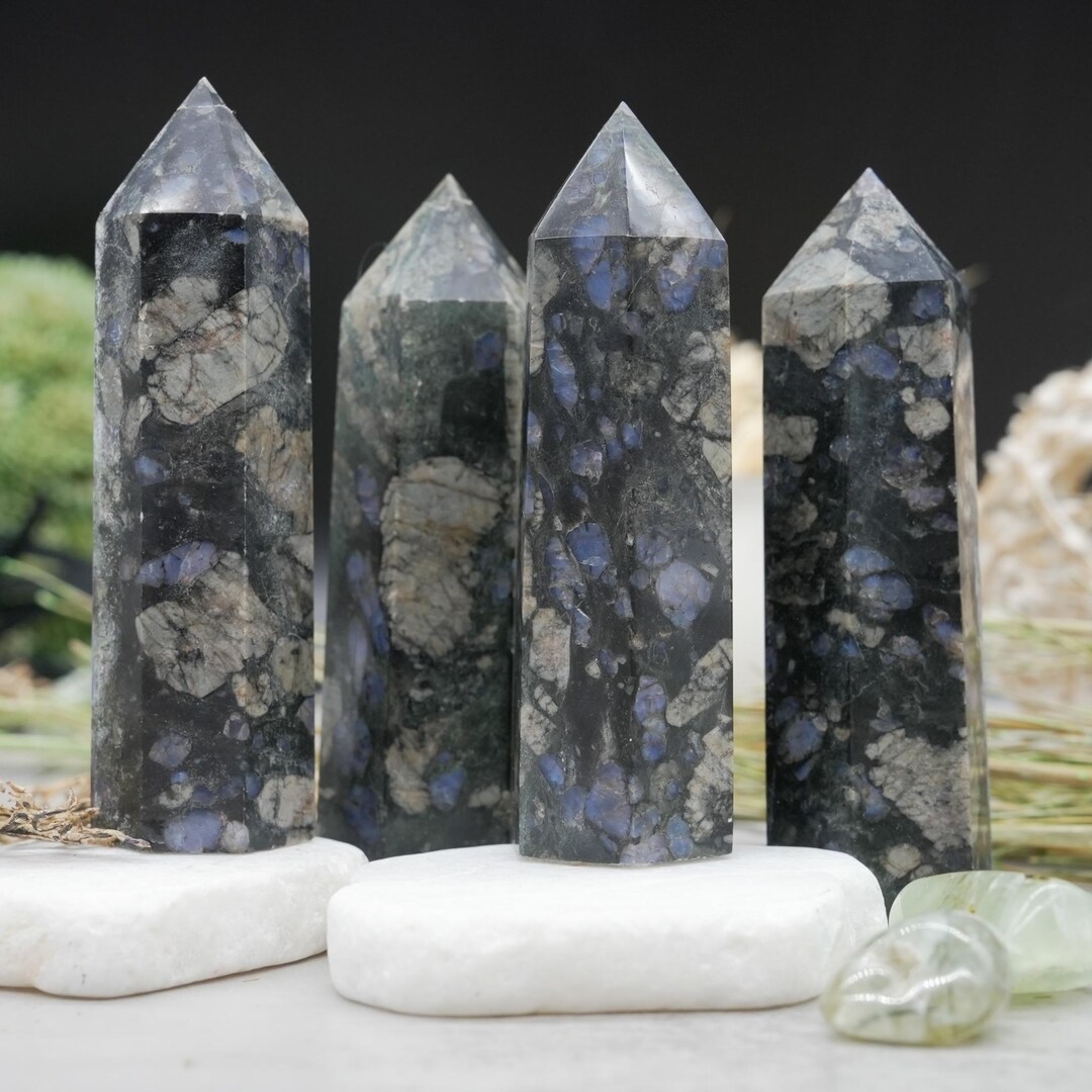 Blue Que Sera Crystal Tower Point Natural Stone Wand Spiritual ...
