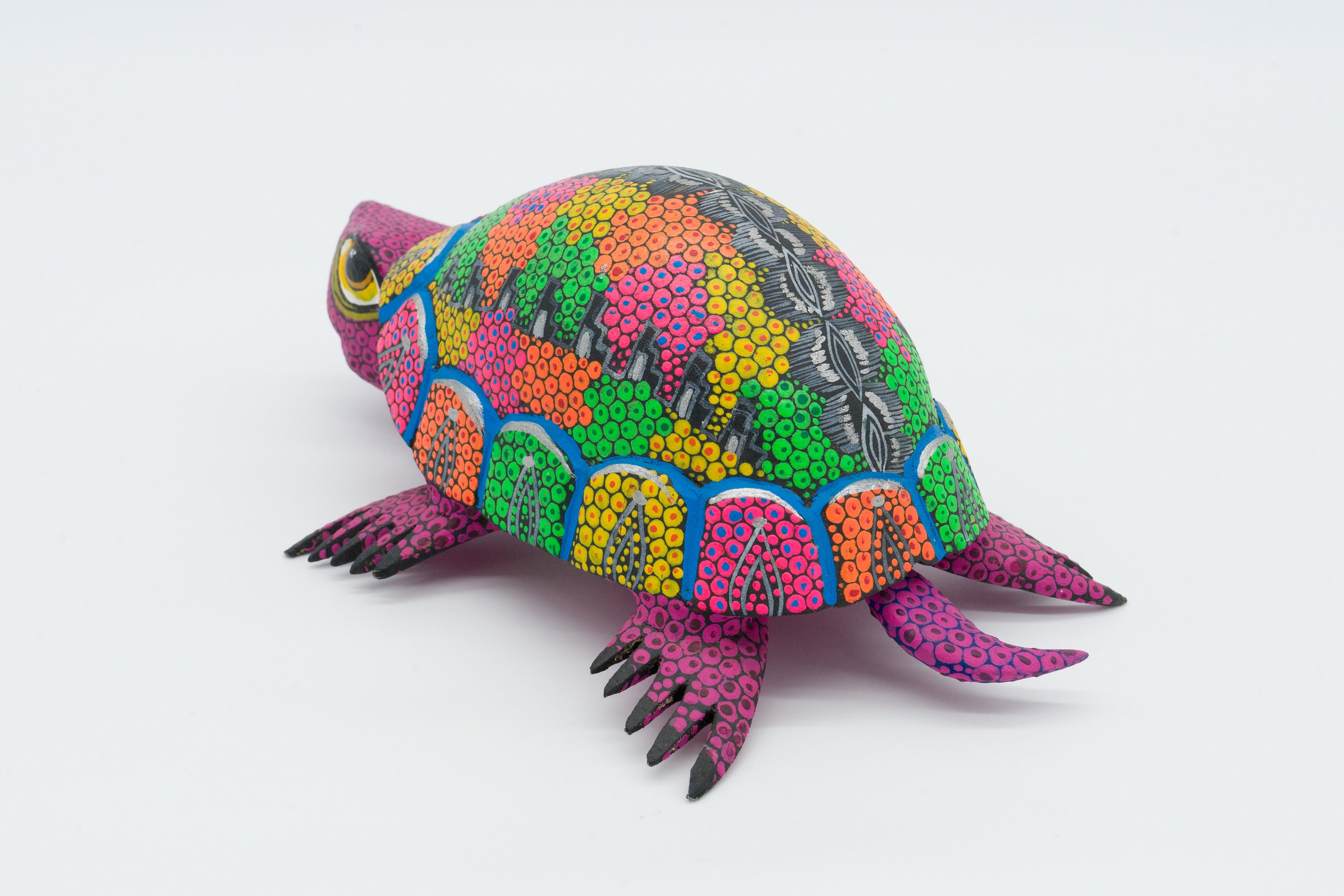 Turtle Decor Multicolor Hand Carved Figurine Oaxacan Alebrije Wood ...