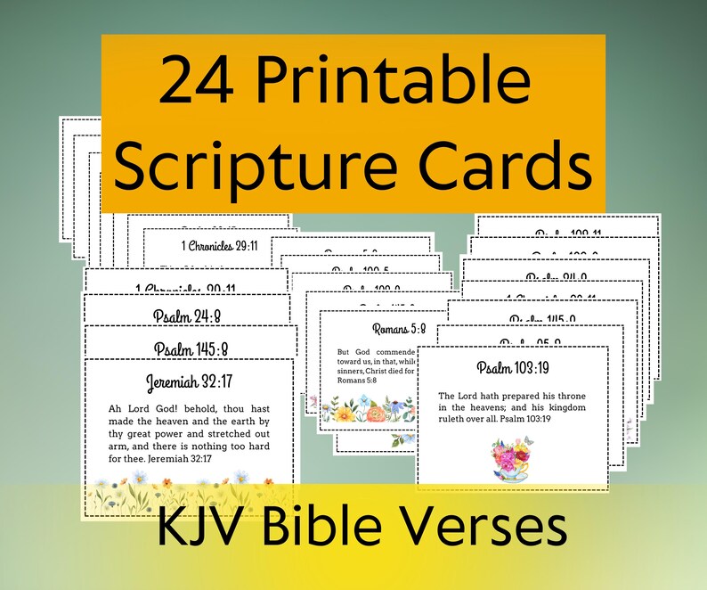KJV Bible Verse Scripture Cards, 24 Printable Scriptures for Women ...