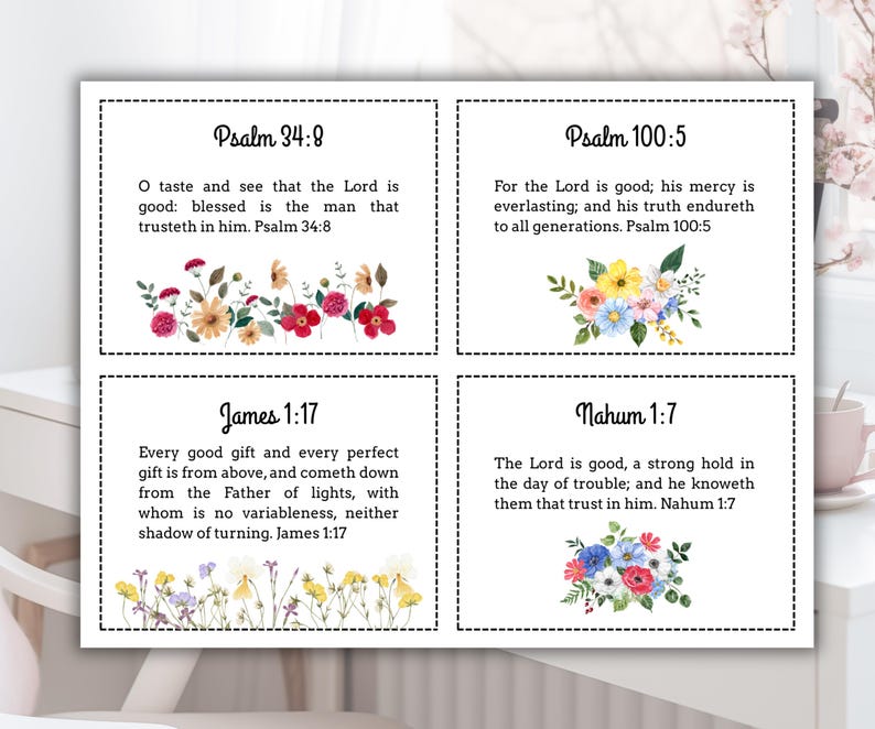 KJV Bible Verse Scripture Cards, 24 Printable Scriptures for Women ...