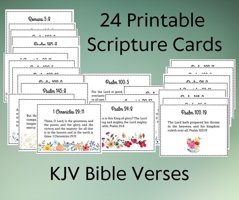 KJV Bible Verse Scripture Cards, 24 Printable Scriptures for Women ...