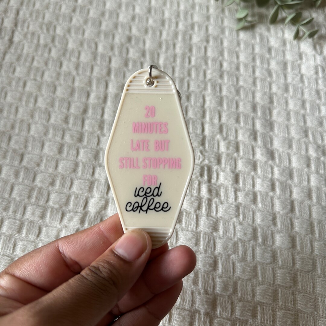 Iced Coffee Retro Motel Keychain, Motel Keychain, Cute Keychains ...