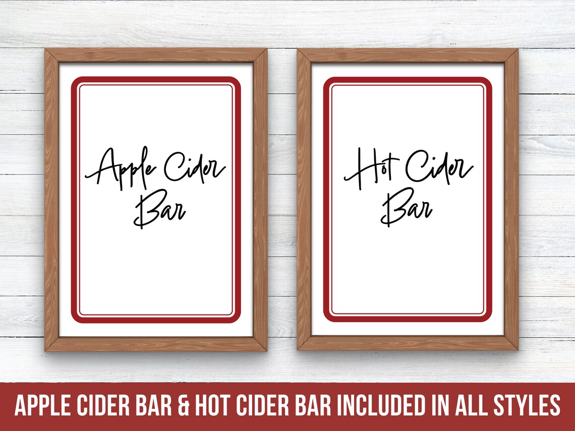 Apple Cider Bar Sign Cider Labels Fall Wedding Reception - Etsy