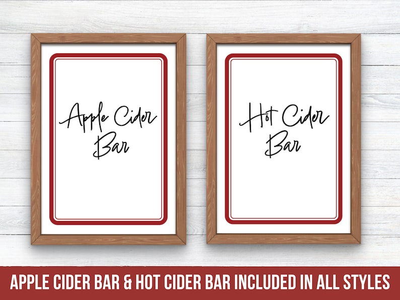 Apple Cider Bar Sign, Cider Labels, Fall Wedding Reception Decor ...