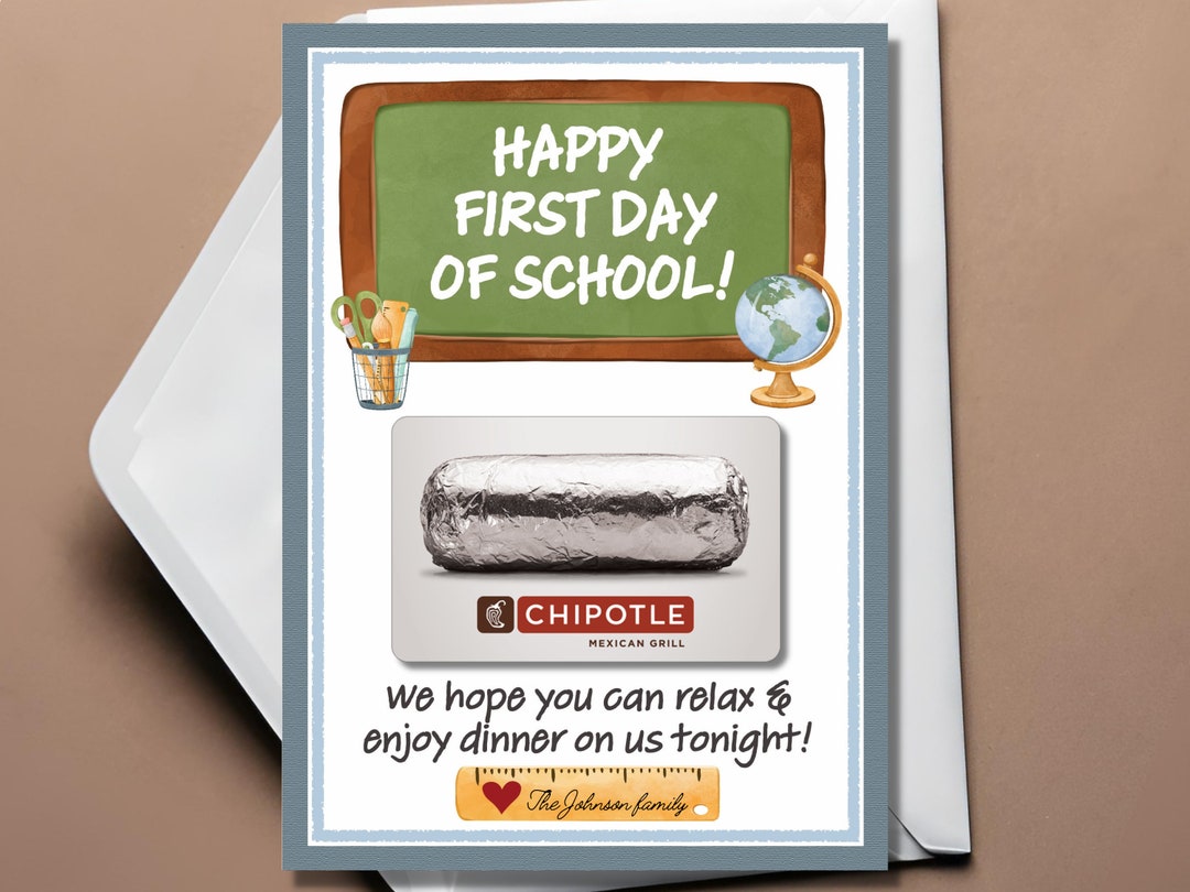 First Day of School Gift Card Holder, Dinner on Us Printable, Back to ...