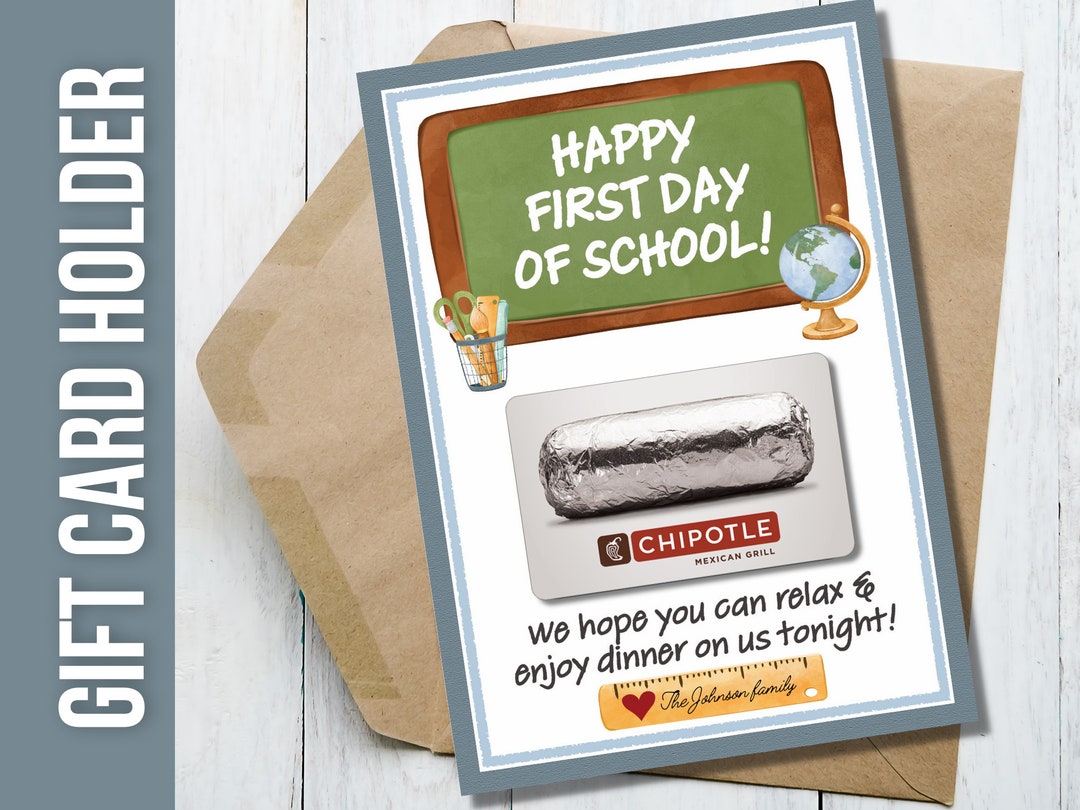 First Day of School Gift Card Holder Dinner on Us Printable - Etsy