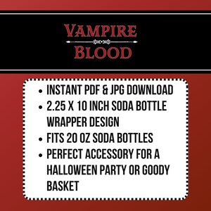 Vampire Blood Label, Halloween Soda Bottle Label, Printable Soda Label ...
