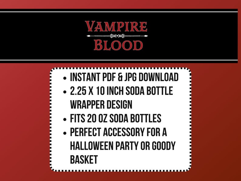 Vampire Blood Label, Halloween Soda Bottle Label, Printable Soda Label ...