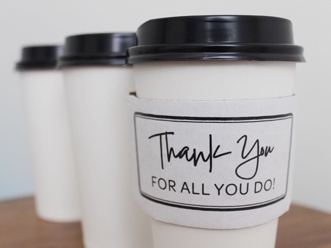 Employee Appreciation Cup Sleeves, Bulk Staff Thank You Gift Idea ...