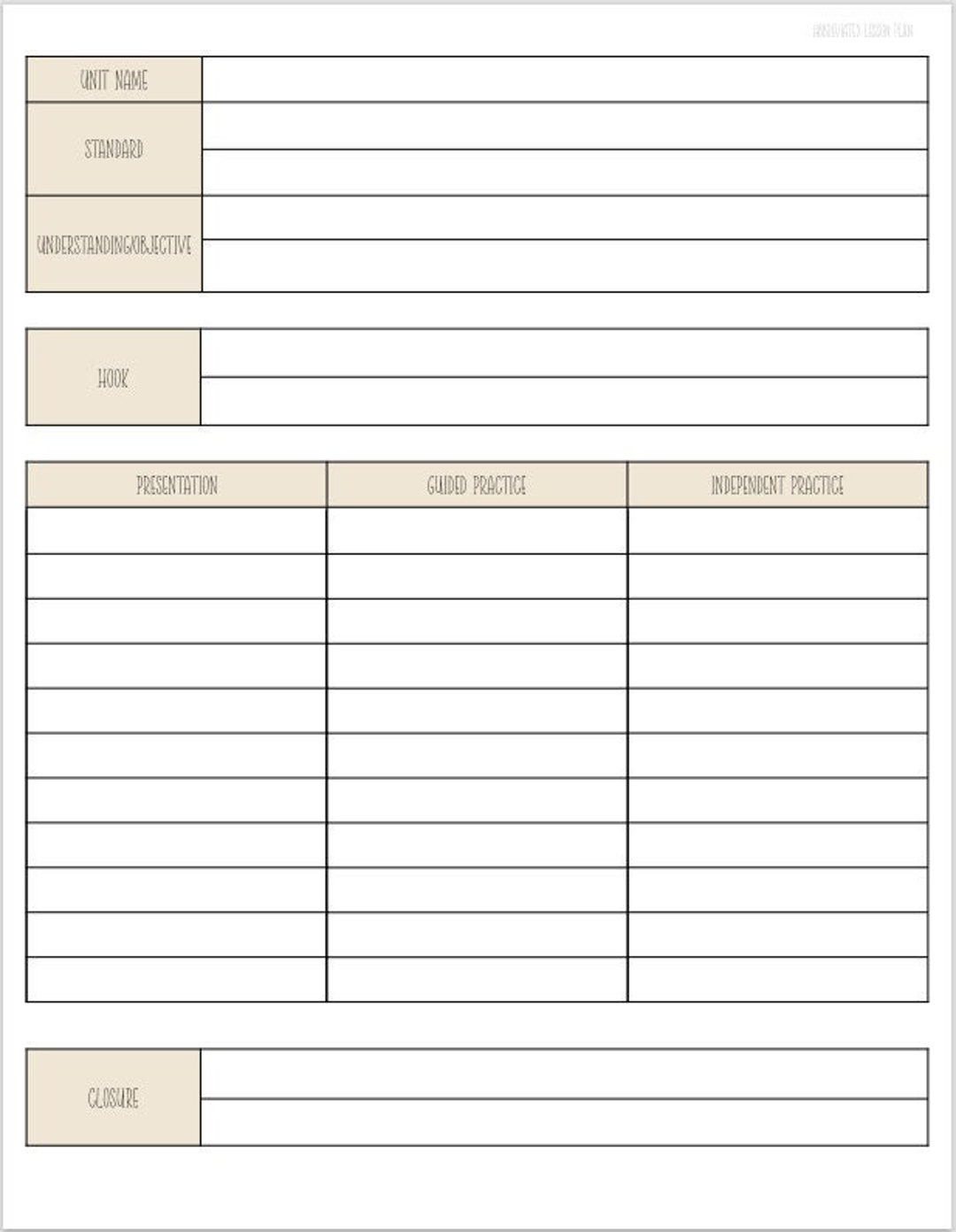 Beige Abbreviated Lesson Plan - Etsy