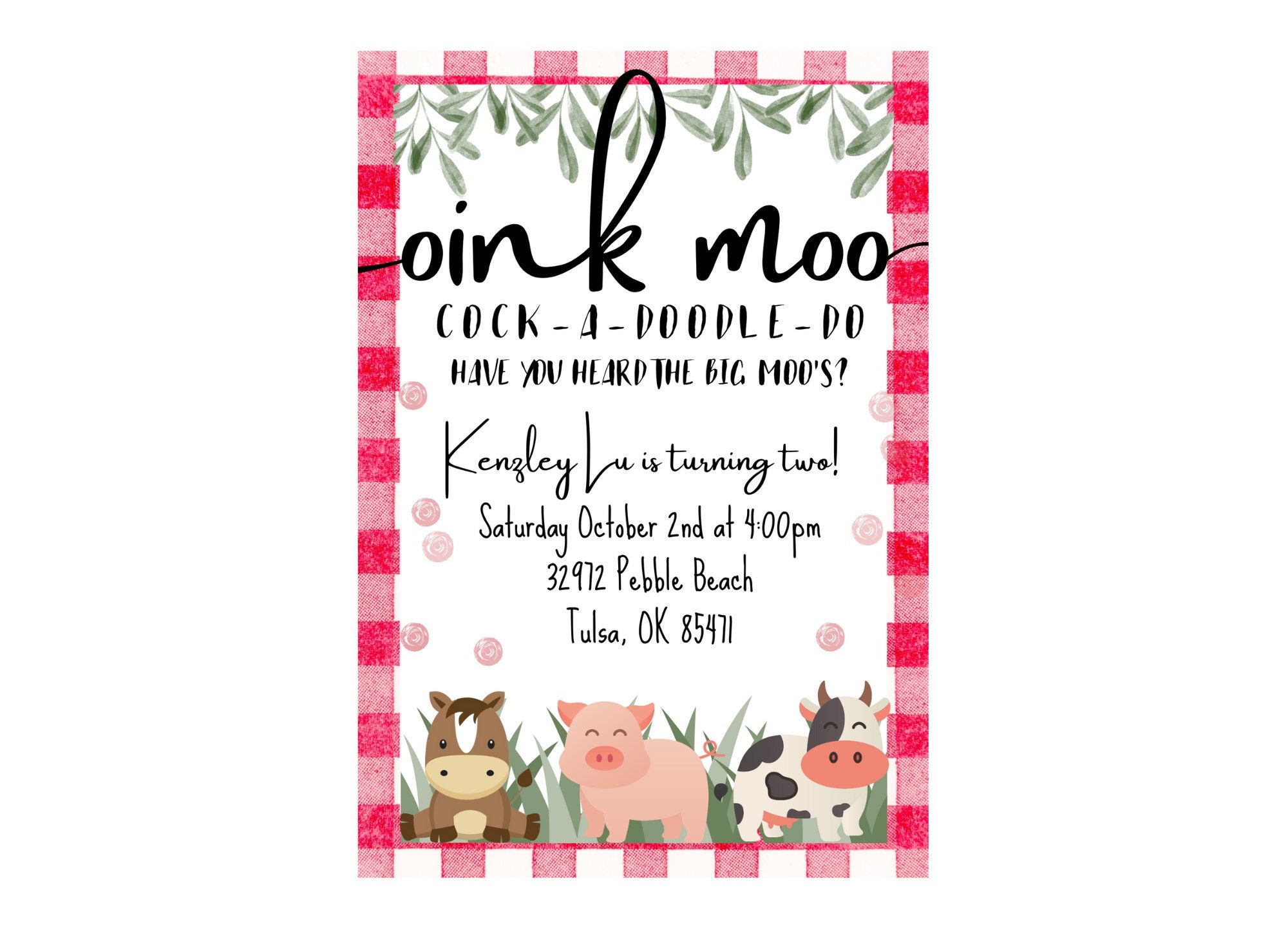 Farm Birthday Party Invitation Digital Invitation Template Editable - Etsy