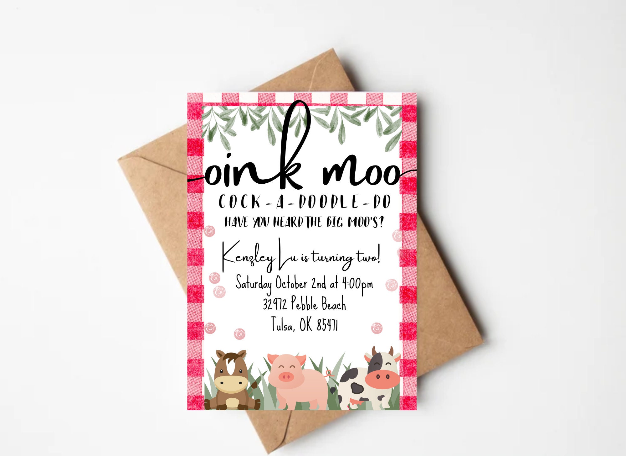 Farm Birthday Party Invitation Digital Invitation Template Editable - Etsy
