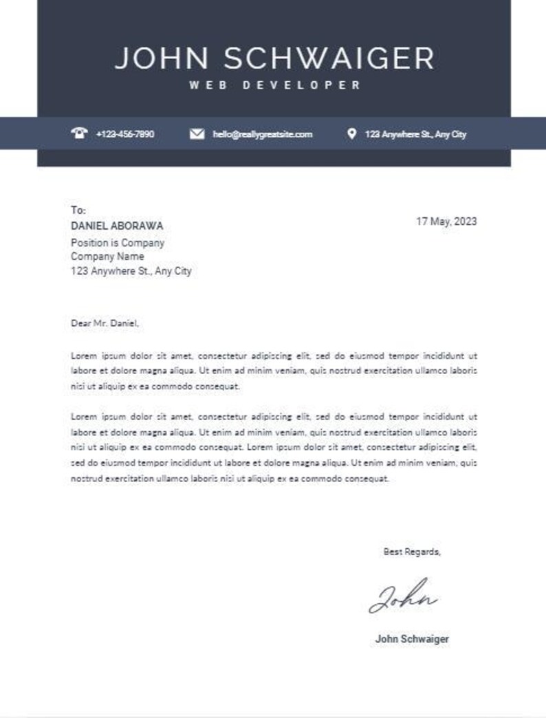 Professional Cover Letter Template • Editable in Canva • Instant ...