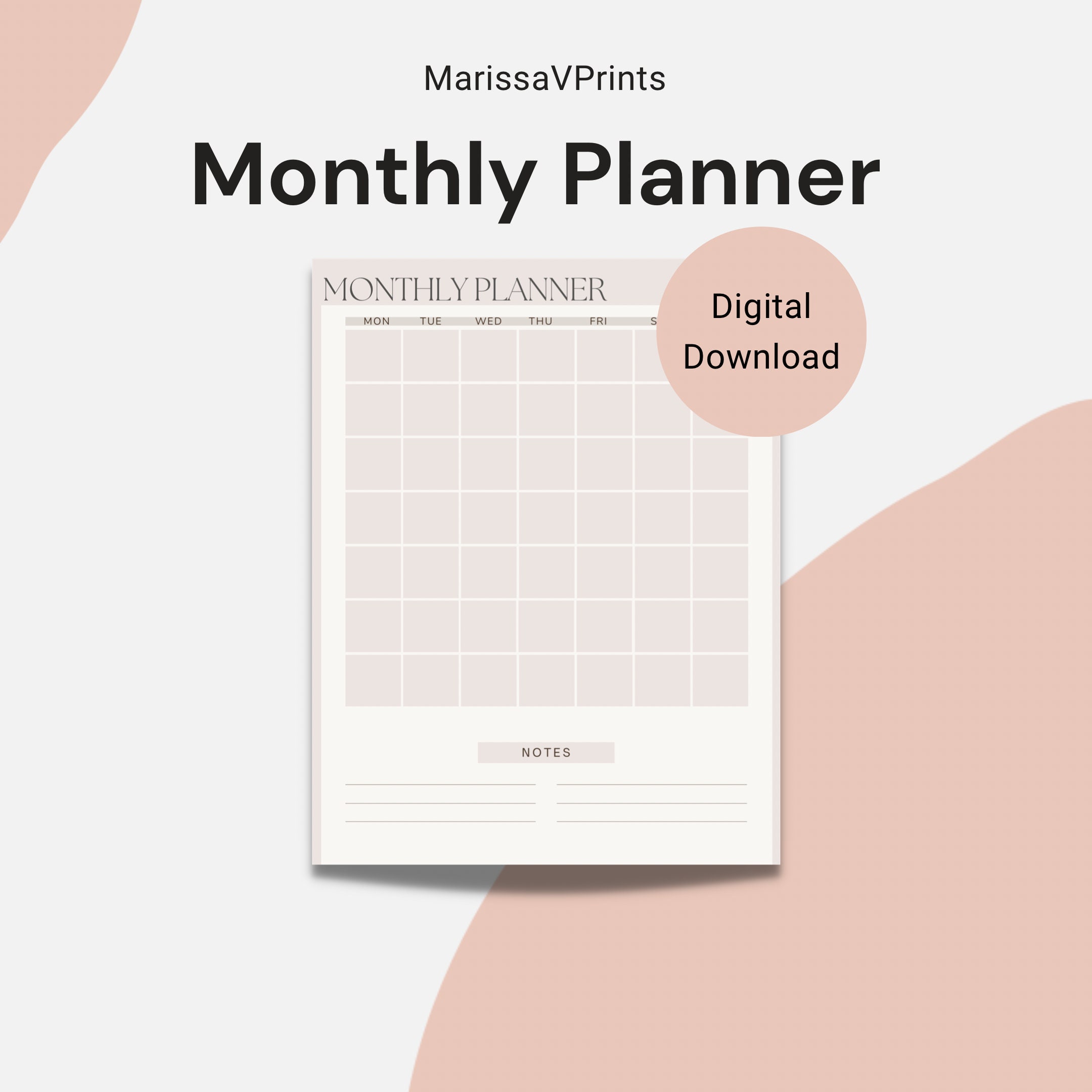 2022 Monthly Planner Printable, Blank Month Planner, 2022 Calendar ...