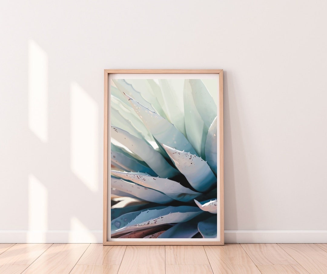 Blue Mint Agave Painting, Limited Edition Signed, Desert Painting ...