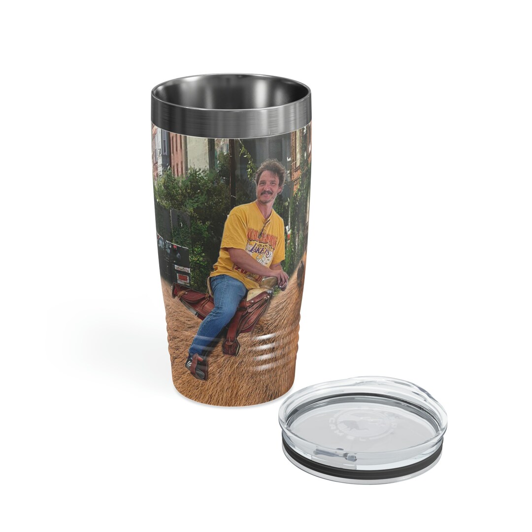Pedro Pascal Riding a Capybara in Last of Us Ringneck Tumbler, 20oz - Etsy