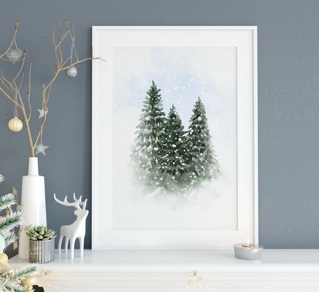 Christmas Pine Forest Digital Download Snowy Pine Trees Printable ...