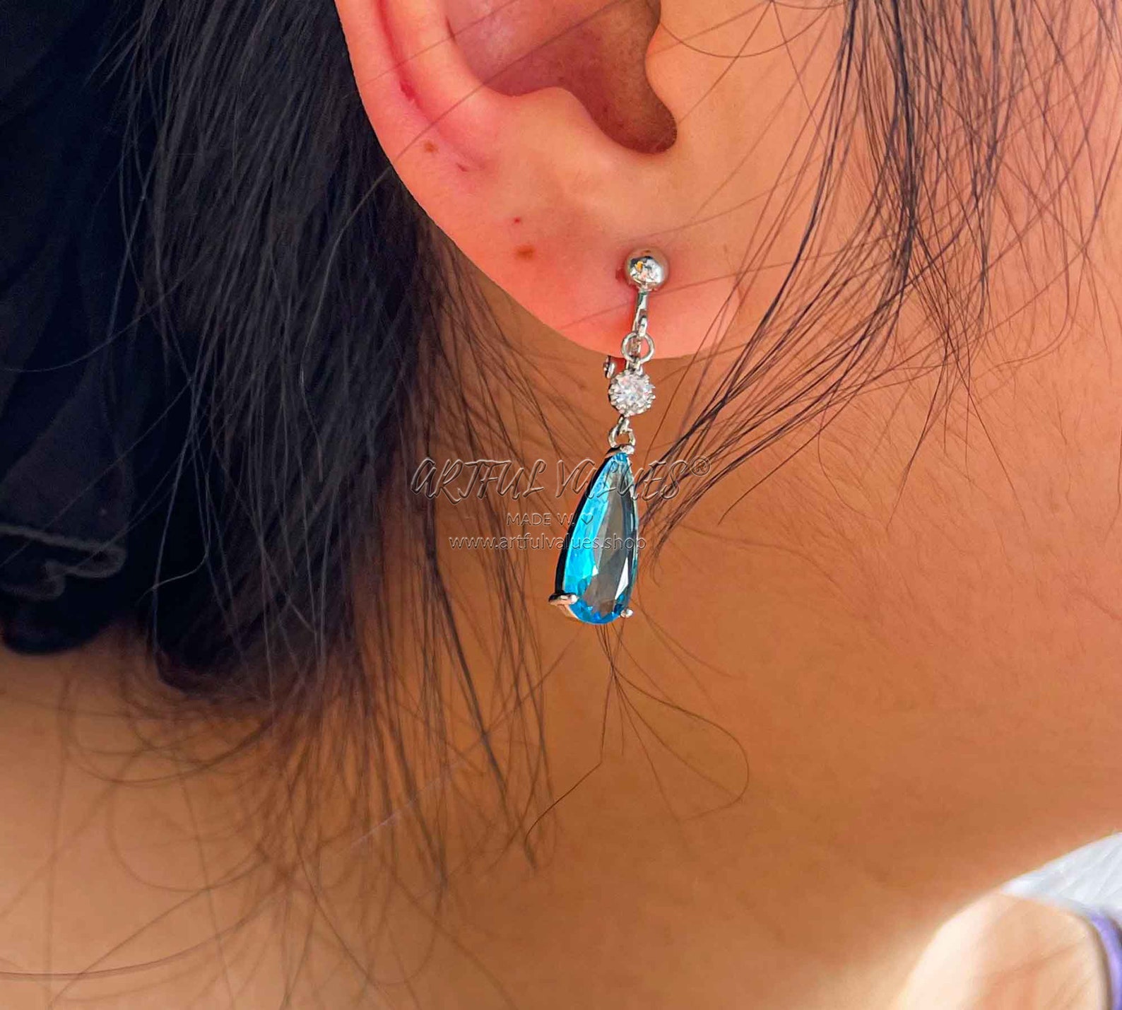 Howl's Earrings Sophie Blue Sterling Silver Crystal Wedding Dangle ...