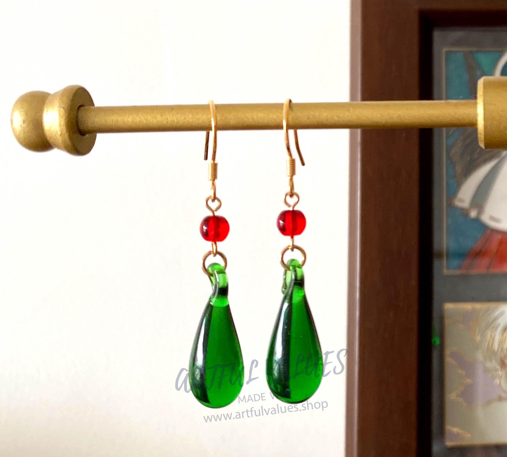 Nostalgic Dangle Green Earrings Azurite Birthstone Wedding Jewelry ...