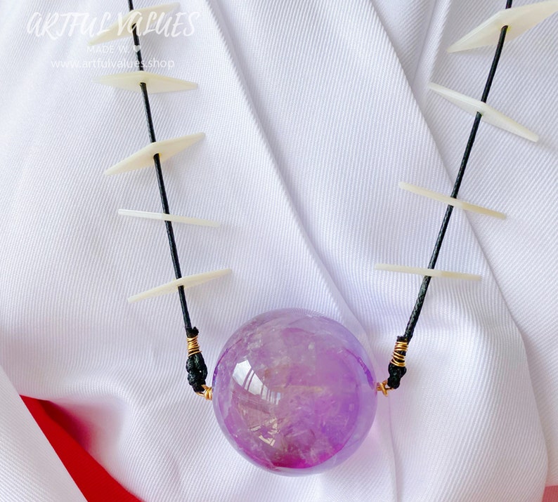 Shikon Jewel Amethyst Anime Cosplay Birthstone Necklace, Japan Kimono ...