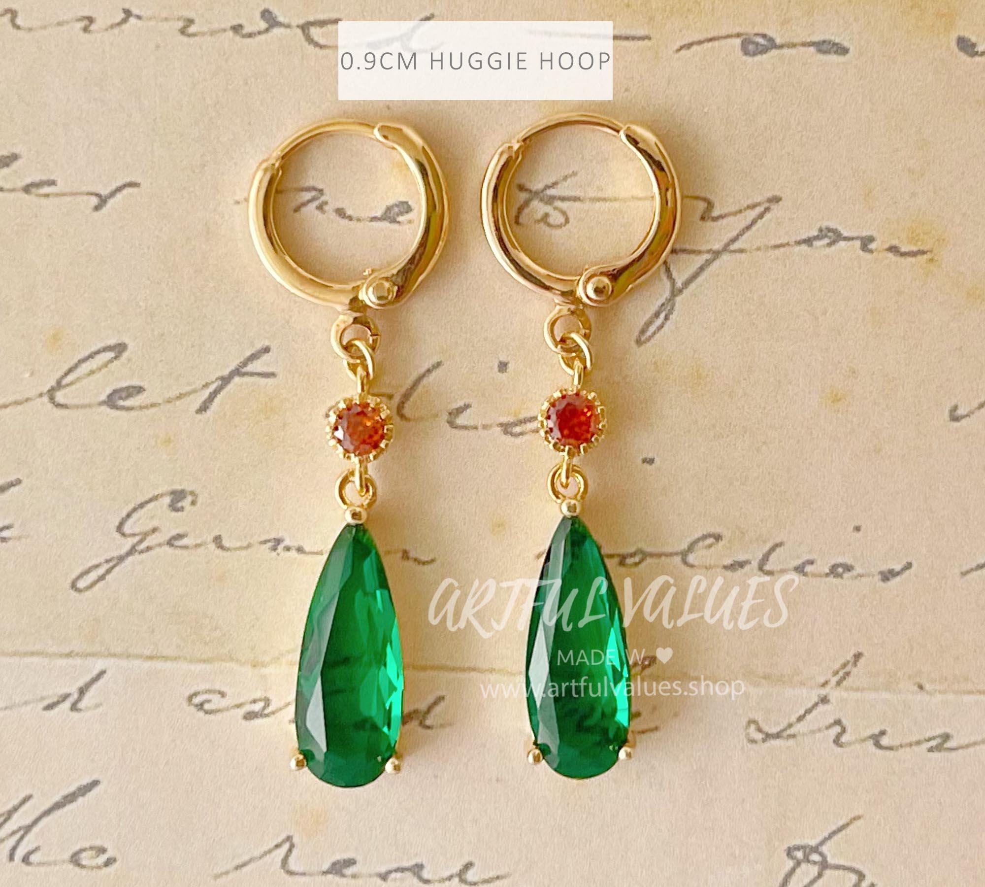 Emerald Green Dangle Earrings Hypoallergenic Anime Cosplay, Birthstone ...