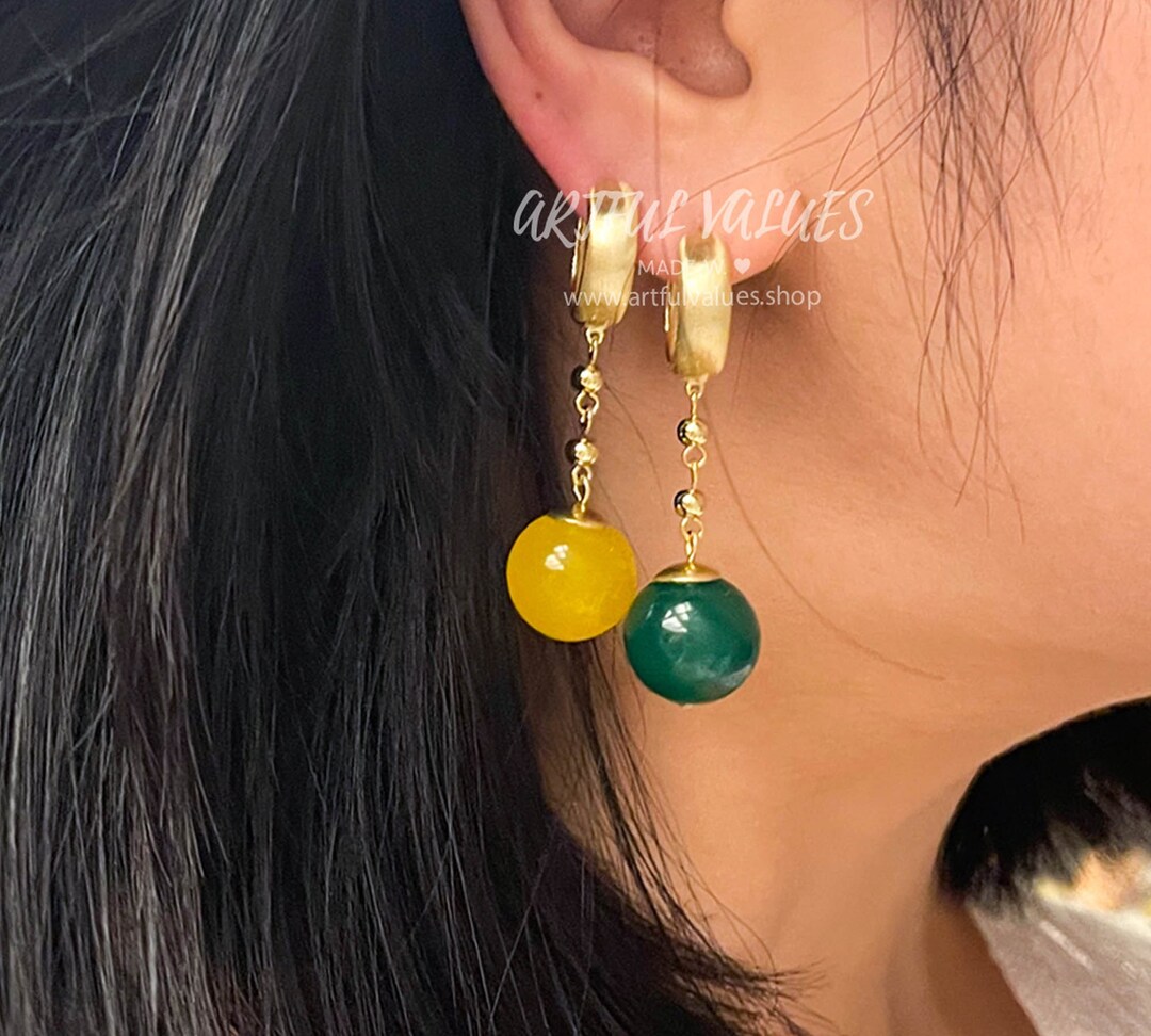 Natural Gem Anime Goku Ball Dangle Earrings, Hypoallergenic Fashion ...