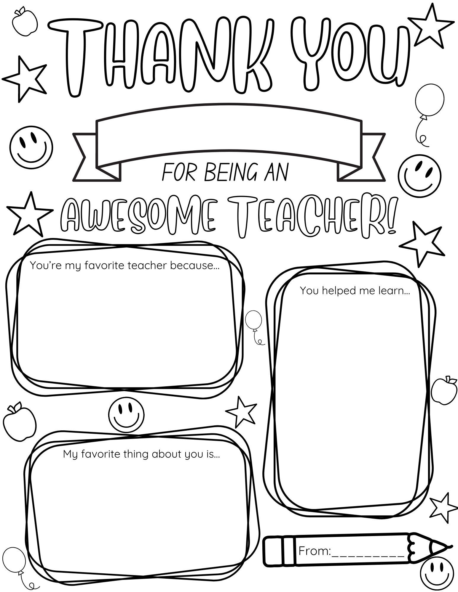Teacher End of Year Print Out - Etsy