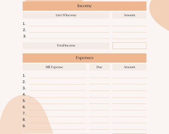 Monthly Budget Planner Printable Sheet Cute and Kawaii Design for ...