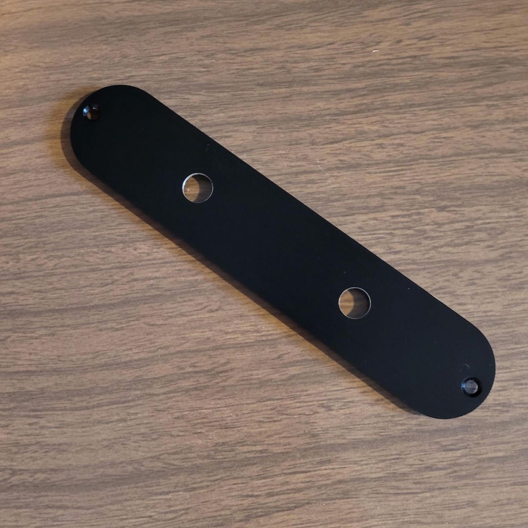 Telecaster Black Aluminum Anodized Control Plate - Two Knobs, No Switch ...