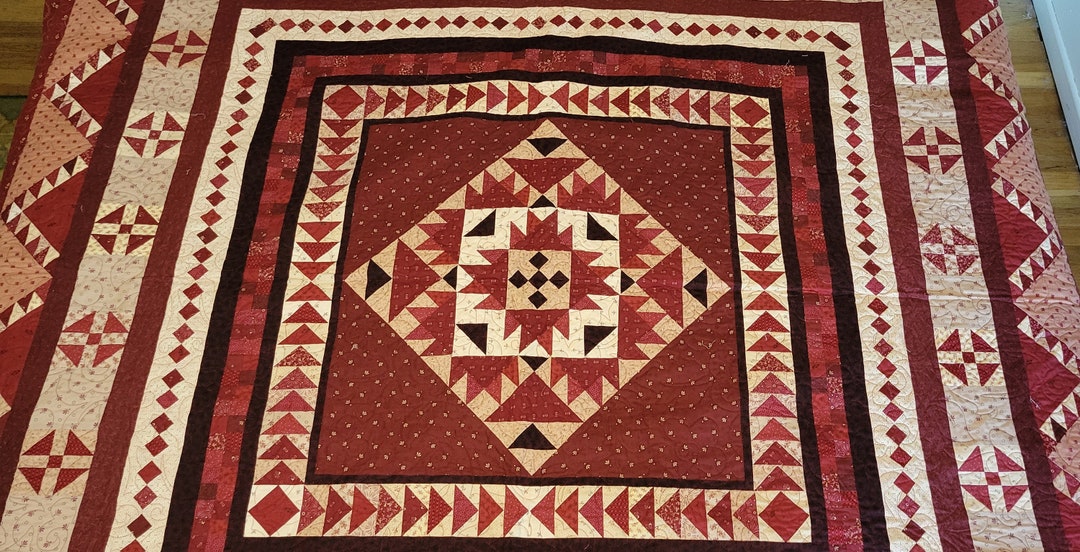 King Burgundy Quilt, Prairie Gathering Handmade - Etsy