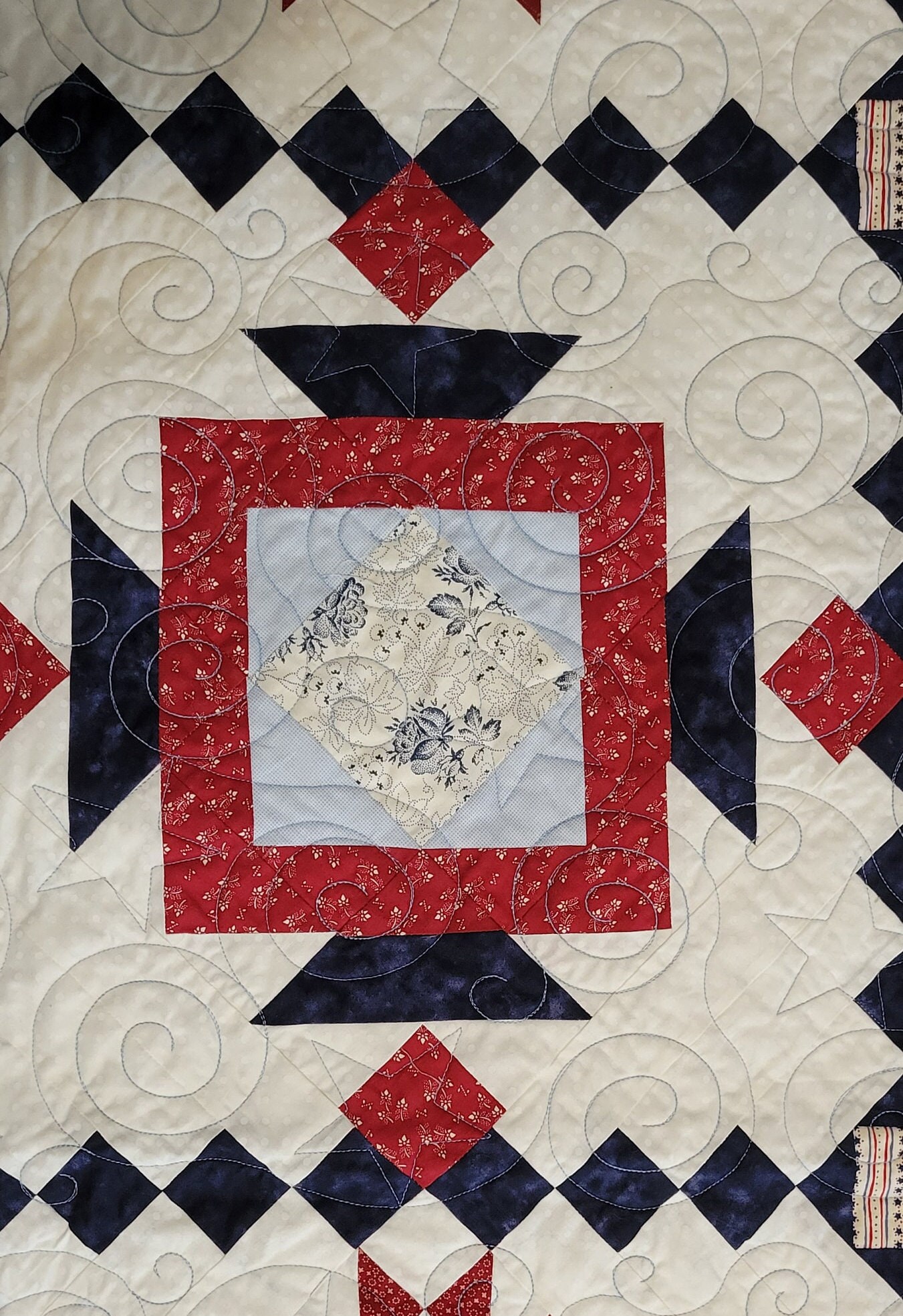 Red White and Blue Queen Quilt Handmade - Etsy