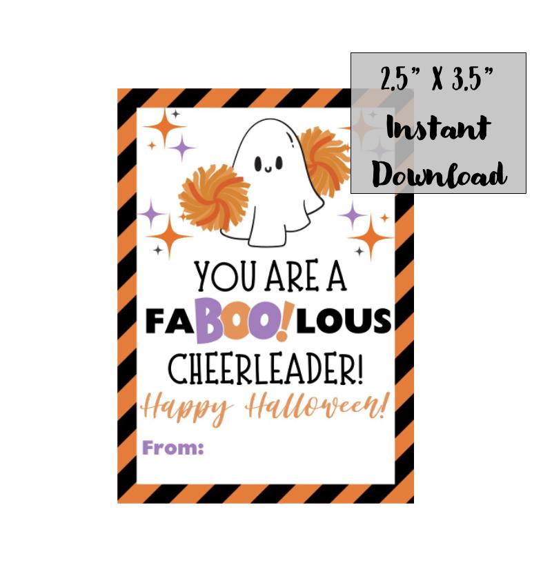 Cheerleader Halloween Printable Gift Tag - Etsy