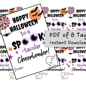 Cheerleader Halloween Printable Gift Tag -spooktacular! - Etsy