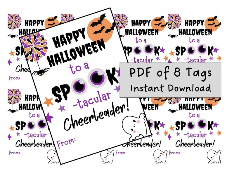 Cheerleader Halloween Printable Gift Tag -spooktacular! - Etsy