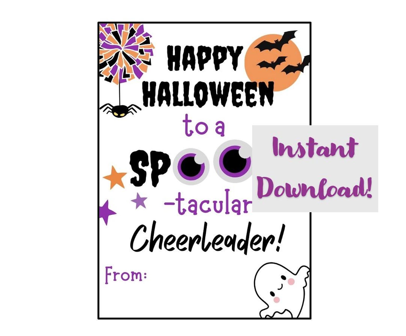 Cheerleader Halloween Printable Gift Tag -spooktacular! - Etsy