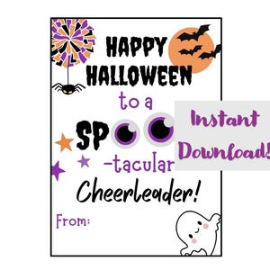 Cheerleader Halloween Printable Gift Tag -spooktacular! - Etsy