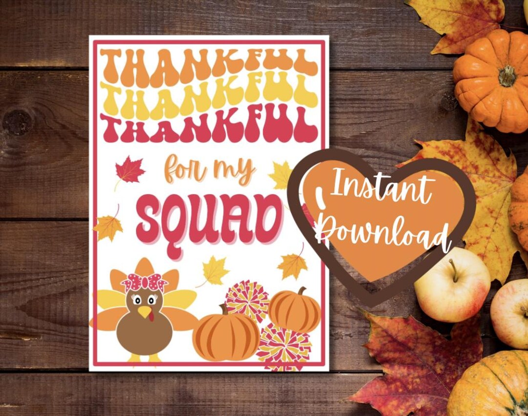 Cheerleader Thanksgiving Printable Gift Tag - Etsy