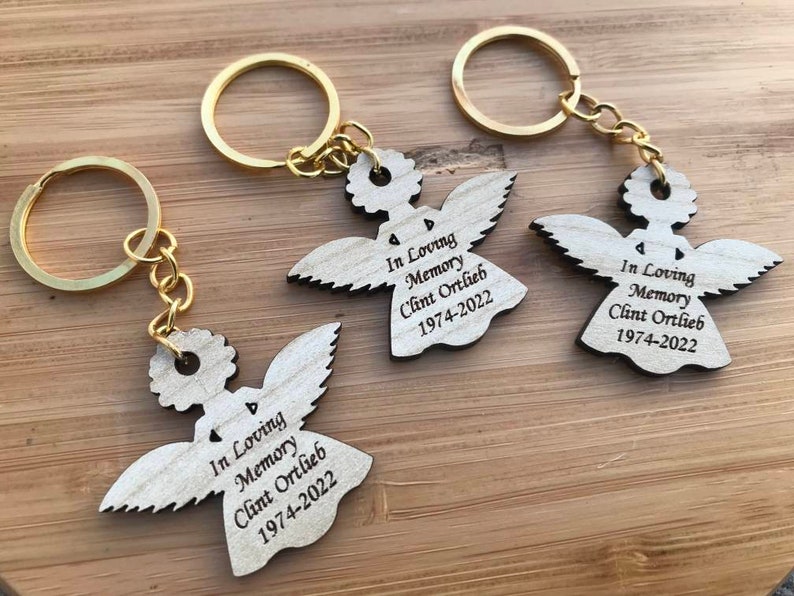 Angel Memory for Funeral Favors Personalized Keychain - Etsy