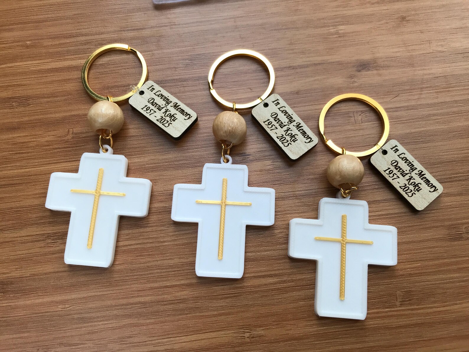 Bulk Funeral Favors for Guest Personalized Memorial Cross Keychains ...