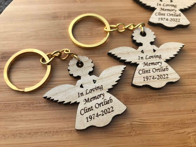 Angel Memory for Funeral Favors Personalized Keychain - Etsy