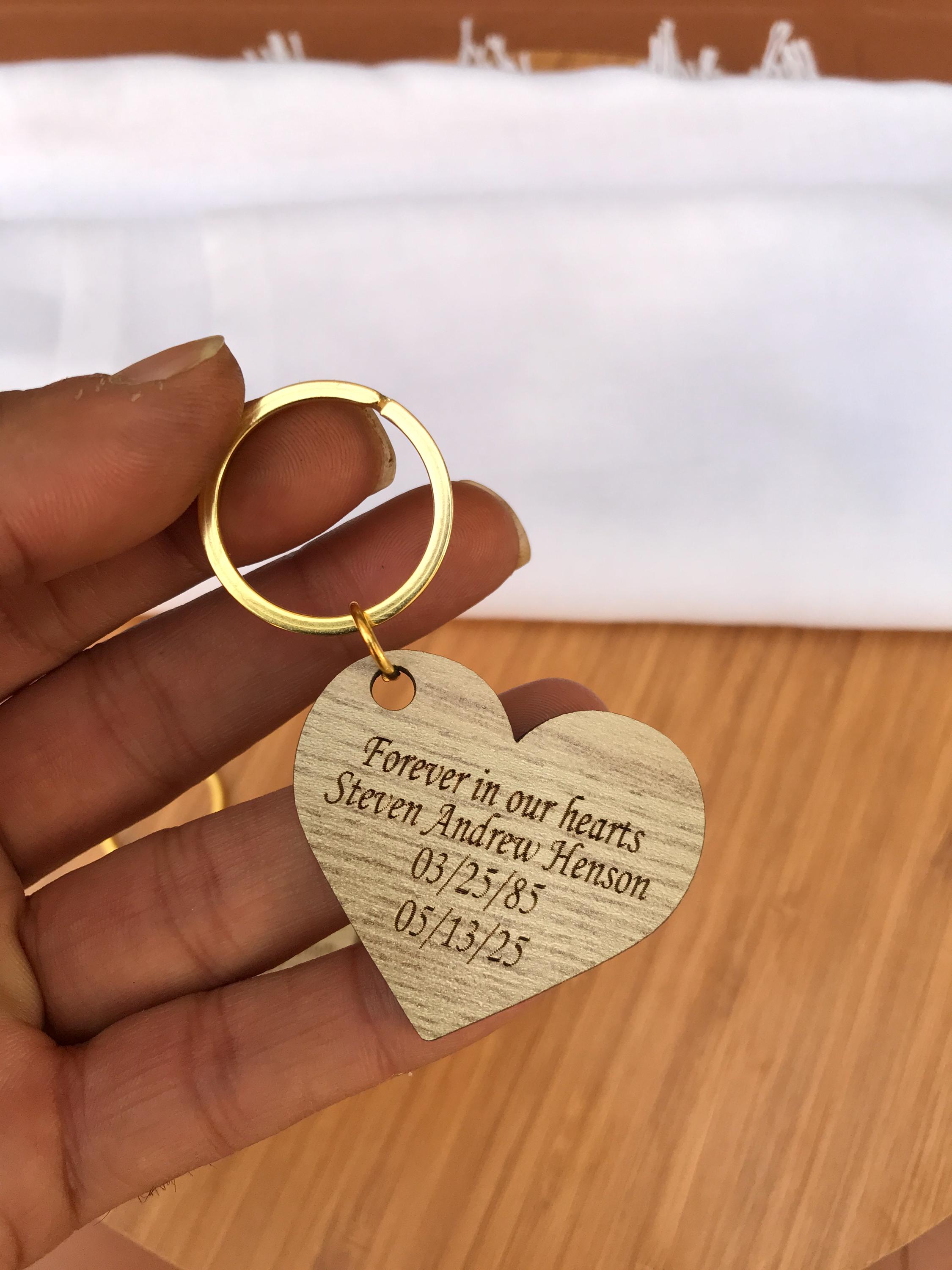 Personalized Memorial Heart Keychain, Funeral Guest Favors, Celebration ...