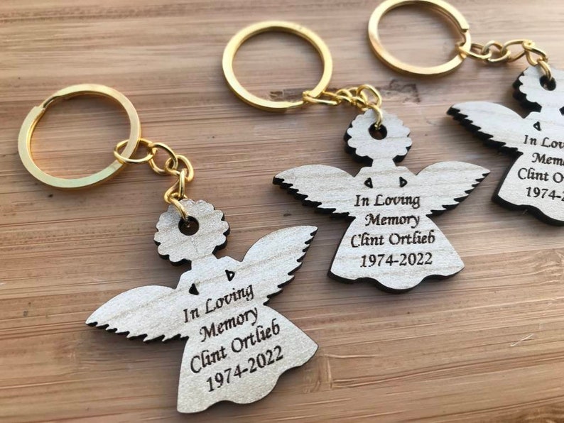 Angel Memory for Funeral Favors Personalized Keychain - Etsy
