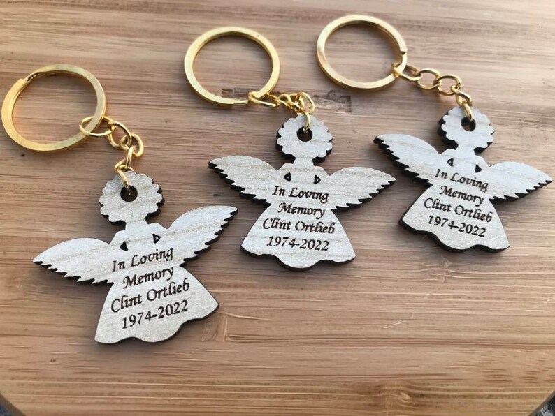 Angel Memory for Funeral Favors Personalized Keychain - Etsy