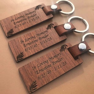 Bulk Memorial Favors Custom Personalized Wood Leather Keychain ...