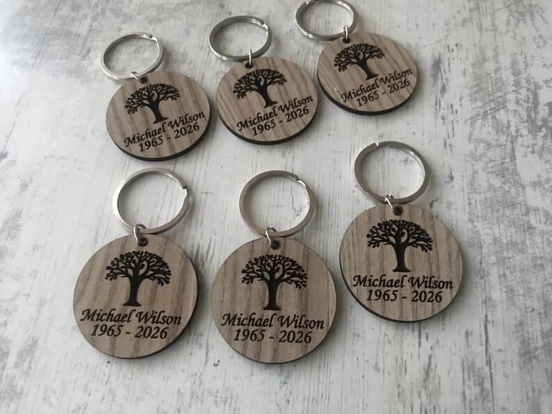 Bulk Funeral Favors Personalized Tree of Life Memorial Keychains Guest ...