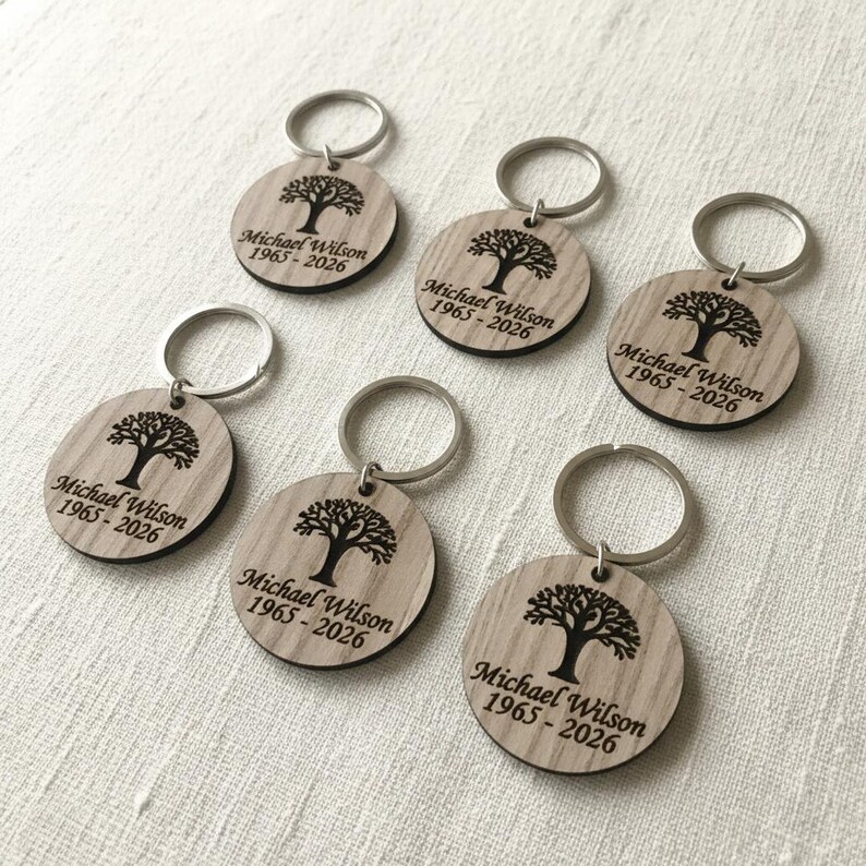 Bulk Funeral Guest Favors Personalized Tree of Life Memorial Keychains ...