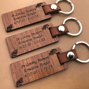 Bulk Memorial Favors Custom Personalized Wood Leather Keychain ...